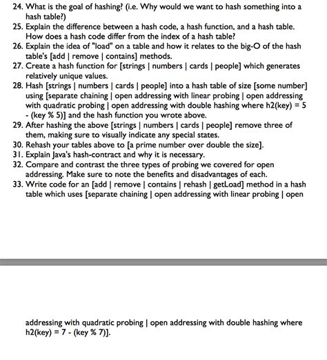 Solved 24 What Is The Goal Of Hashing Ie Why Would We