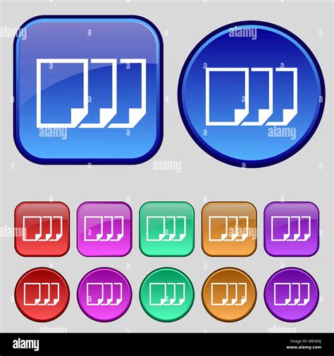 Copy File Sign Icon Duplicate Document Symbol Set Of Colored Buttons Vector Illustration
