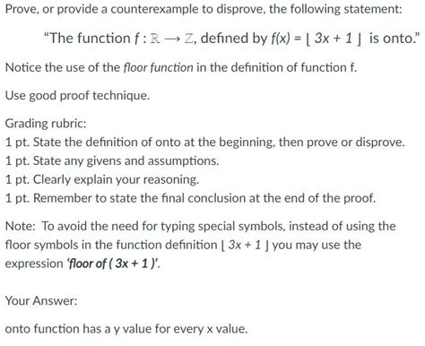 solved prove or provide a counterexample to disprove the