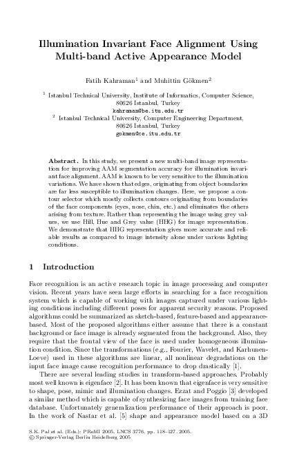 Pdf Illumination Invariant Face Alignment Using Multi Band Active Appearance Model