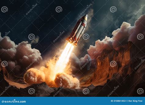 Spacecraft Launching Into Orbit With Earth In The Background Royalty Free Stock Image