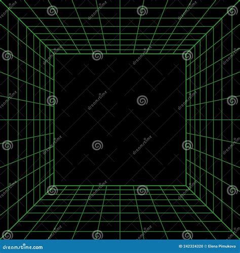 Wireframe Perspective Cube 3d Wireframe Grid Room 3d Perspective