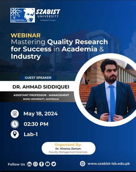 Ahmad Siddiquei On Linkedin Grateful For The Opportunity To Conduct A Webinar With Szabist