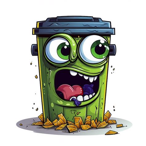 Premium Ai Image Trash Can Garbage Can 2d Cartoon Illustraton On
