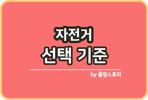 자전거라이딩 자전거 선택 기준