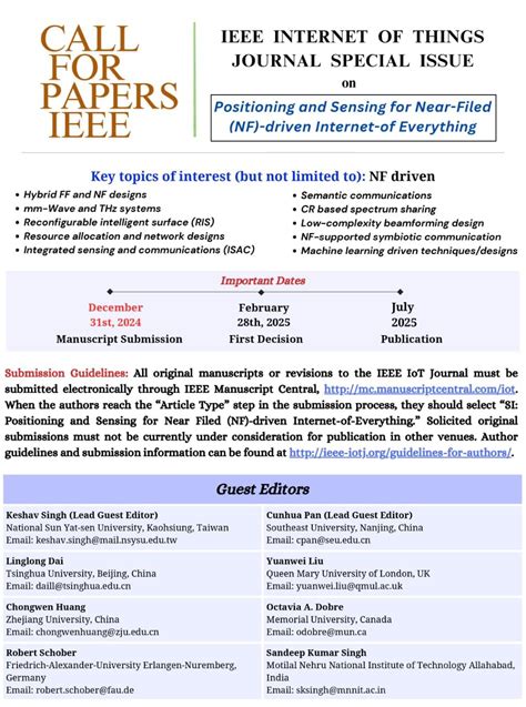 Dr Sandeep Kumar Singh On Linkedin Iot Research Callforpapers Nearfield Positioning