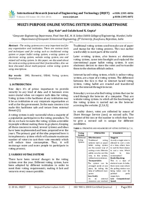 Pdf Irjet Multi Purpose Online Voting System Using Smartphone Irjet