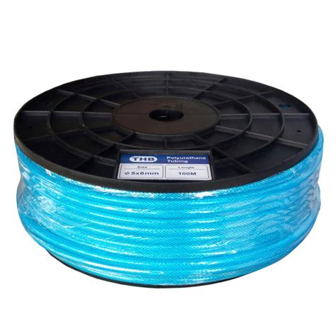 สายลม ใยถัก Pu ขนาด 5 X 8 มิล สีฟ้า ยกม้วน 100 เมตร ลดราคา Itoolmart