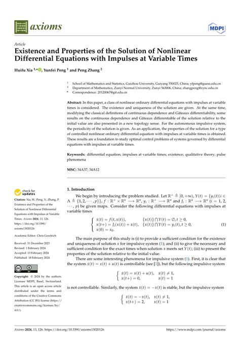 Pdf Existence And Properties Of The Solution Of Nonlinear