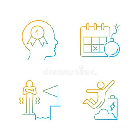 Motivation To Win Gradient Linear Vector Icons Set Stock Vector Illustration Of Complete