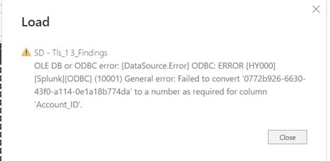 Error Hy000 Splunk Odbc 10001 General Error Microsoft