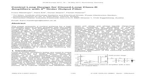 Pdf Control Loop Design For Closed Loop Class D Dokumentips