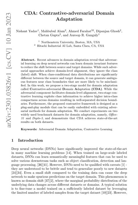 Pdf Cda Contrastive Adversarial Domain Adaptation