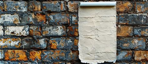 Blank Advertisement With Ripped Tabs On A Brick Wall Brick Wall