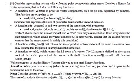 Solved Consider Representing Vectors With N Floating Chegg