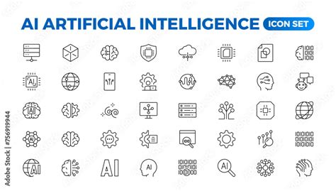 Set Of Ai Artificial Intelligence Icon Set Vector Collection Ai