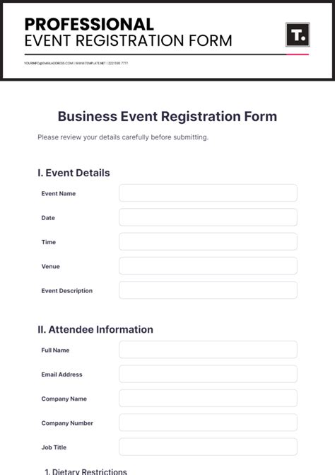 Business Event Registration Form Template Edit Online And Download