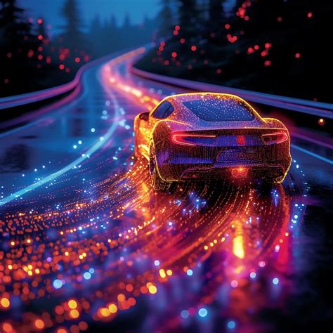 Abstract Visualization Of Ai Algorithms In Autonomous Vehicles Premium Ai Generated Image
