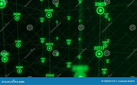 Abstract Sci Fi Cube With Particle And Line With Digital Indicators