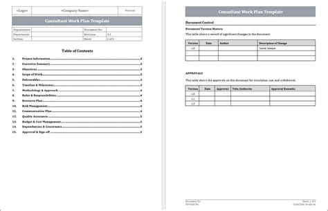 Consultant Work Plan Template Free Download Consultant Docs