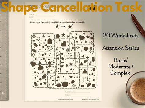 30 Visual Attention Worksheets Shape Cancellation Task Printable