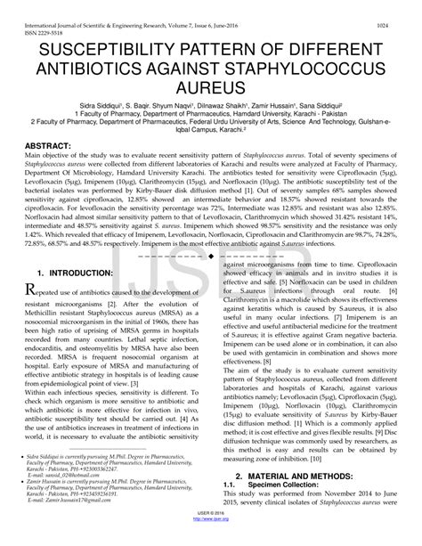 Pdf Susceptibility Pattern Of Different Antibiotics Against