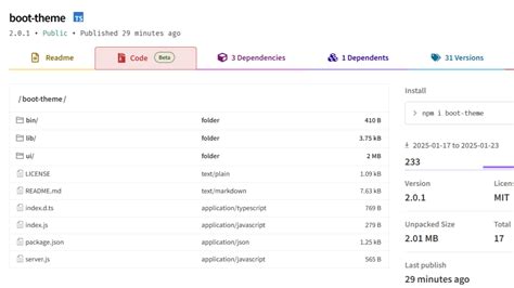 Boot Theme Npm Library