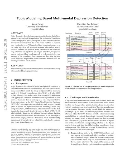 Topic Modeling Based Multi Modal Depression Detection Deepai