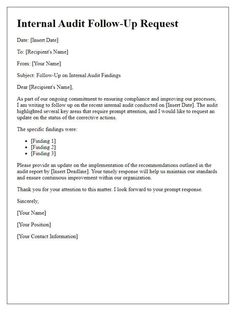 Letter Template For Internal Audit Follow Up Free Samples In Pdf