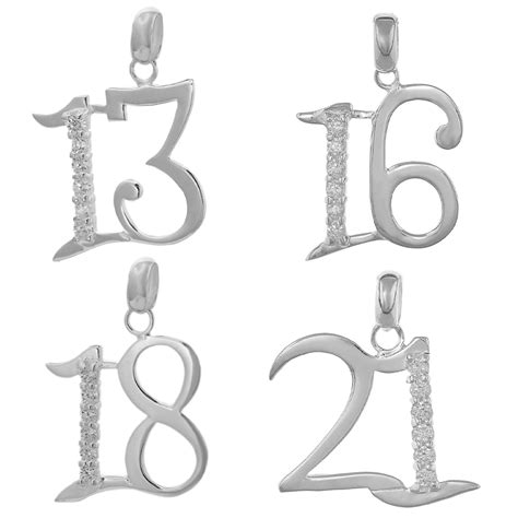 Sp Numb Sterling Silver Cz Number Pendants W J Sutton