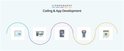 coding and app development flat 5 icon pack including development sdk