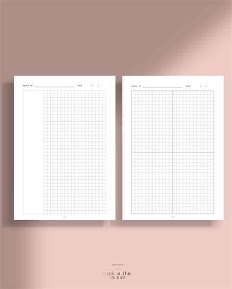 Grid Notes Paper Printable Template Graph Notepad Prints Etsy