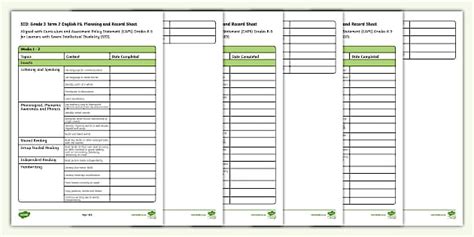 Sid Grade 3 Term 2 English Hl Planning And Record Sheet