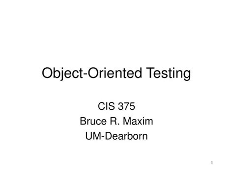 Ppt Object Oriented Testing Powerpoint Presentation Free Download