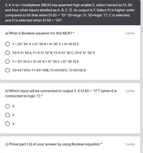 Video Solution 3 A 4 To 1 Multiplexer Mux Has An Asserted High Enable E Select Named As S1
