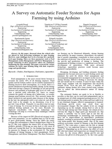 4 A Survey On Automatic Feeder System For Aqua Farming By Using Arduino 4 A Survey On Automatic Feeder System For Aqua Farming By Using Arduino