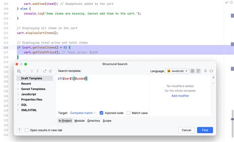 结构搜索和替换示例 Webstorm 文档
