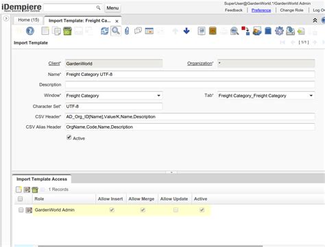 NF Import Template IDempiere En