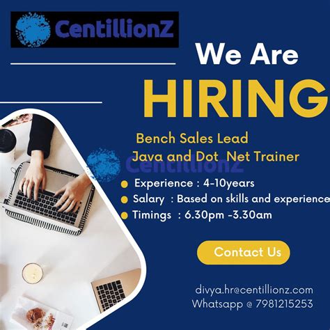 Hi Professionals We Are Hiring Bench Sales Lead Java And Dot Net