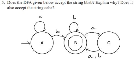 Solved 5 Does The Dfa Given Below Accept The String Bbab