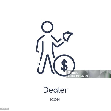 활동 및 취미 개요 수집에서 선형 딜러 아이콘 얇은 라인 딜러 벡터 흰색 배경에 고립입니다 딜러 유행 삽화 경영자에 대한 스톡 벡터 아트 및 기타 이미지 Istock