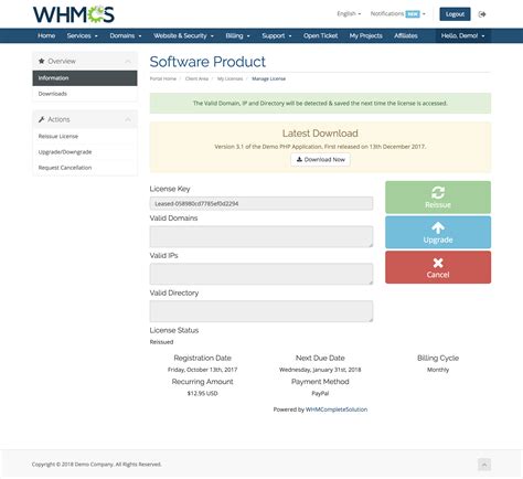 Software Licensing Addon WHMCS Marketplace