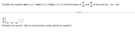 Solved дz OZ Consider the equation sin x y sin x Chegg com