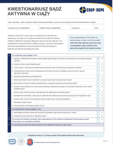 Get Active Pregnancy Questionnaire In Polish CSEP