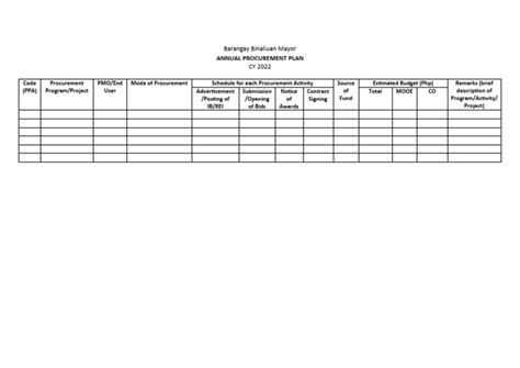 Annual Procurement Plan Pdf