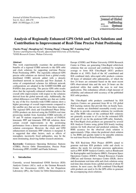 Pdf Analysis Of Regionally Enhanced Gps Orbit And Clock Solutions And