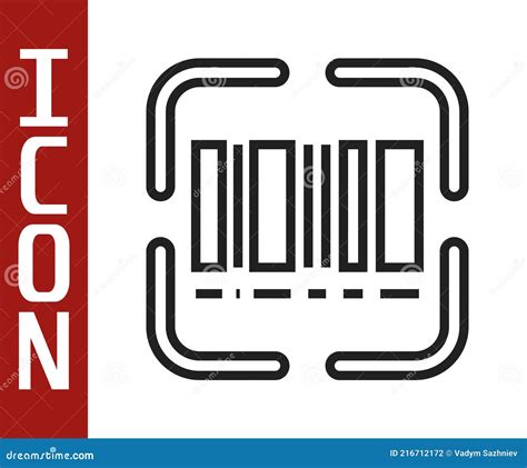Black Line Scanner Scanning Bar Code Icon Isolated On White Background Barcode Label Sticker