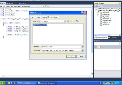 Sql Server Primary And Foreign Key Association Visual C Entity Framework