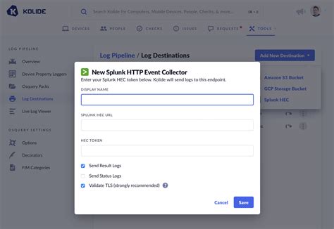 Configuring Splunk Hec Kolide By 1password