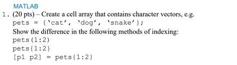 Solved Matlab Pts Create A Cell Array That Chegg